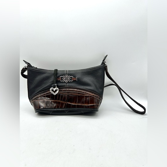 Brighton | Bags | Brighton Black Brown Pewter Details Pebble Leather ...